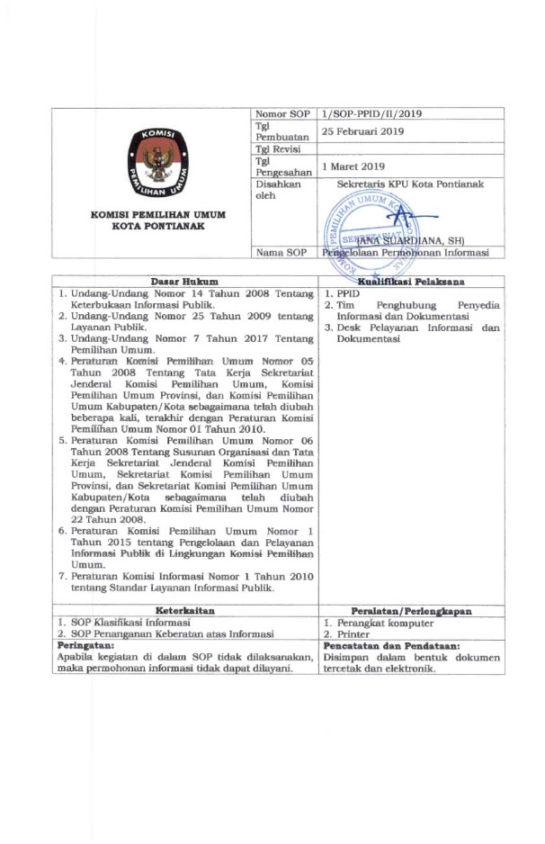 E-PPID - SOP PENGELOLAAN PERMOHONAN INFORMASI